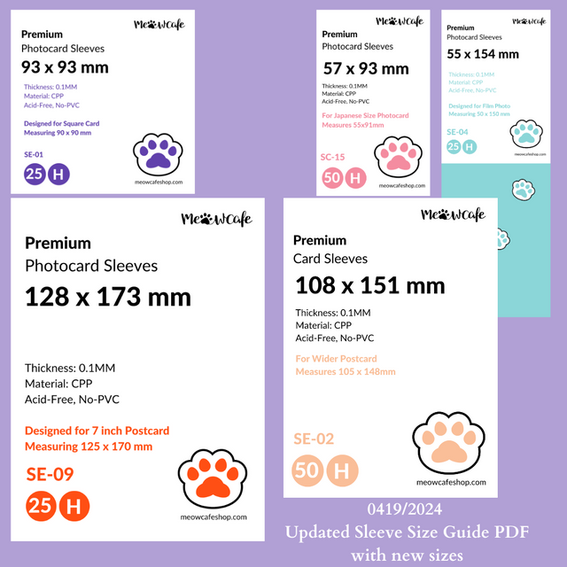 [58x89MM] Meowcafe Premium CPP Card Sleeve for Kpop Photocards Perfect ...